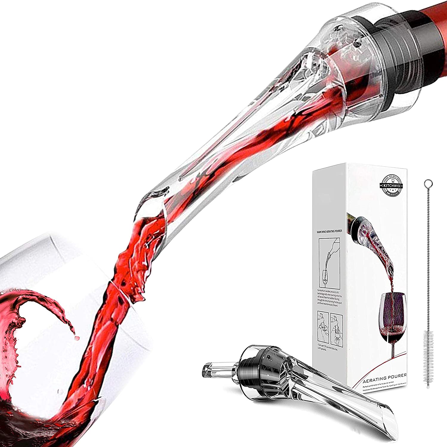 Kitchwise Wine Aerator Pourer, Premium Aerating Pourer and Decanter ...