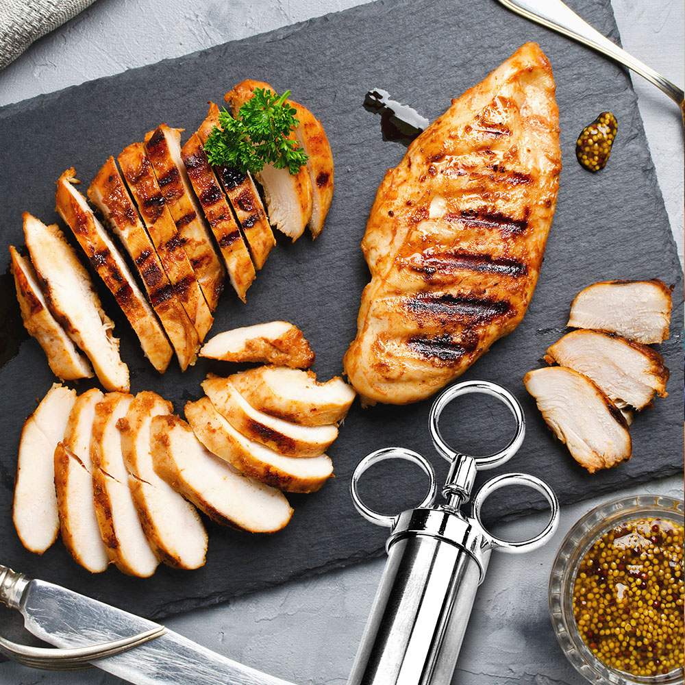 Stainless Steel Meat Injector Kit, Syringe Seasoning Marinade Needles ...