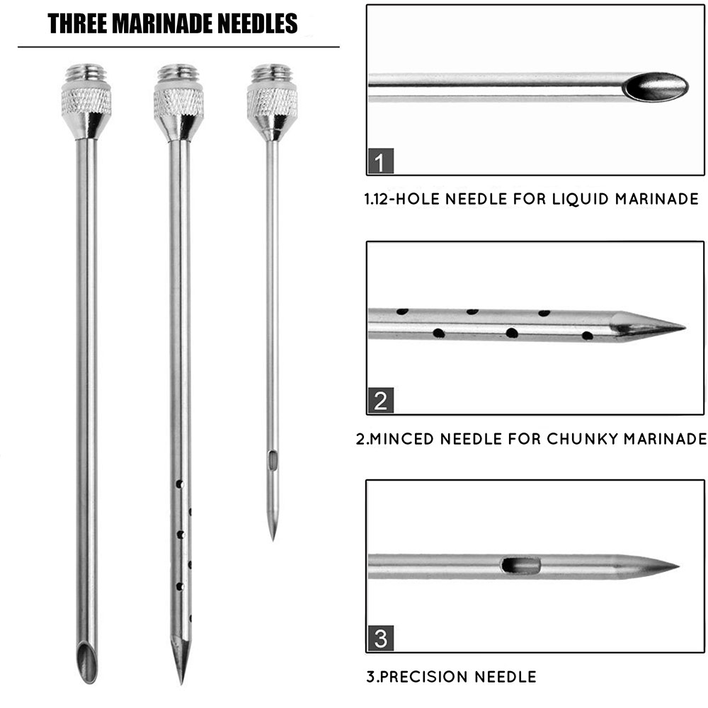 Stainless Steel Meat Injector Kit, Syringe Seasoning Marinade Needles ...