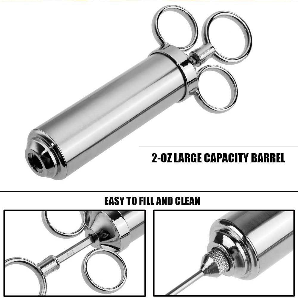 Stainless Steel Meat Injector Kit, Syringe Seasoning Marinade Needles ...